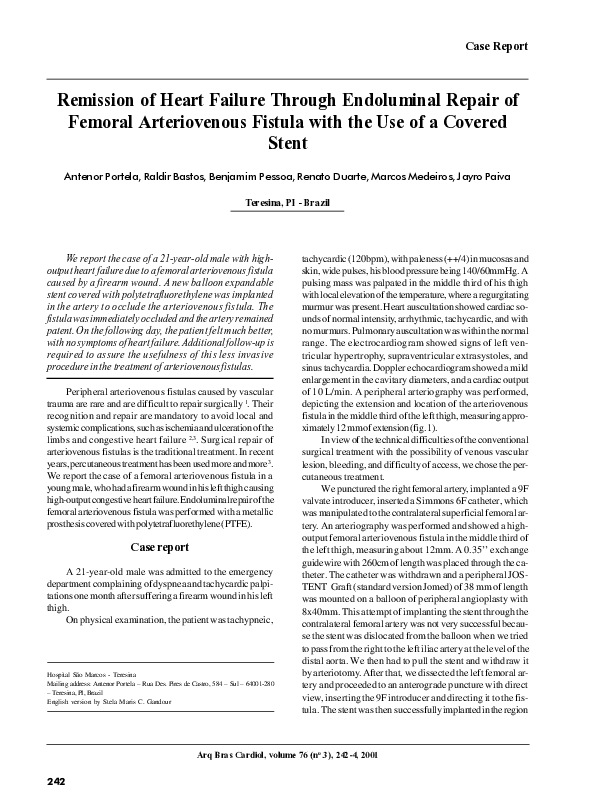 (PDF) Remission of heart failure through endoluminal repair of femoral ...
