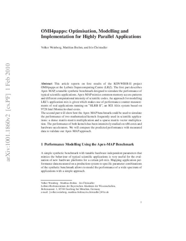 (PDF) OMI4papps: Optimisation, Modelling and Implementation for Highly Parallel Applications
