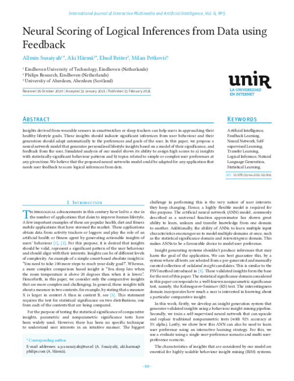 (PDF) Neural Scoring of Logical Inferences from Data using Feedback