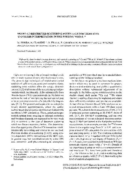 (PDF) Model-unrestricted scattering potentials for light ions and their interpretation in the ...
