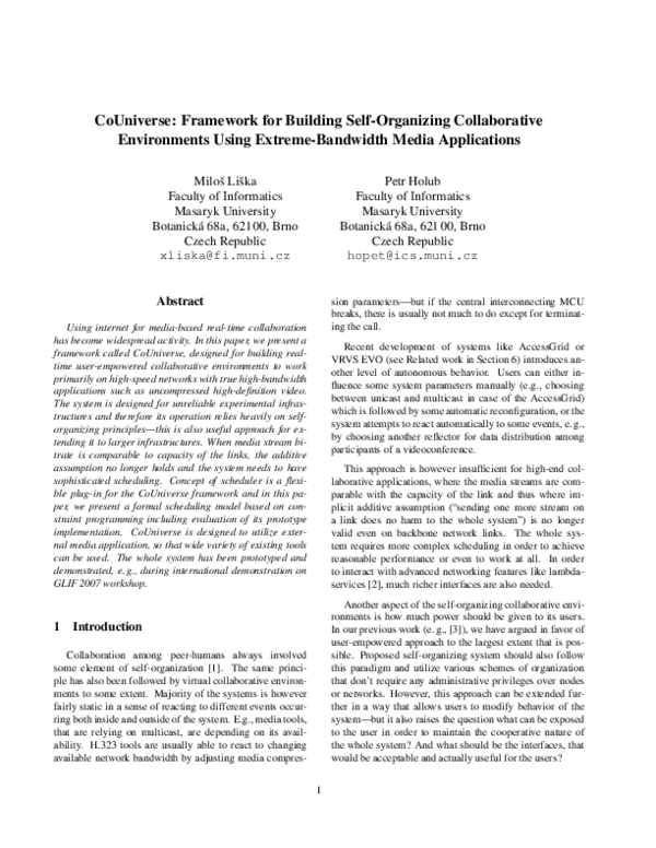(PDF) CoUniverse: Framework for Building Self-Organizing Collaborative Environments Using ...