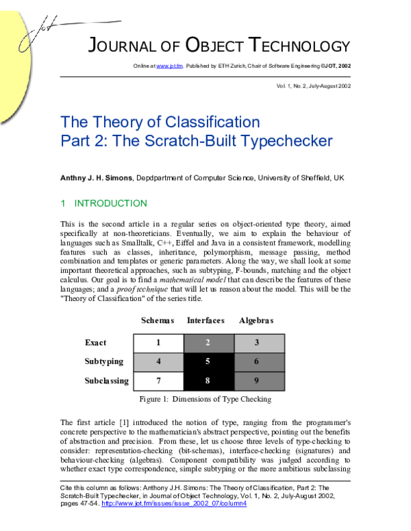 (PDF) The Theory of Classification, Part 2: The Scratch-Built Typechecker