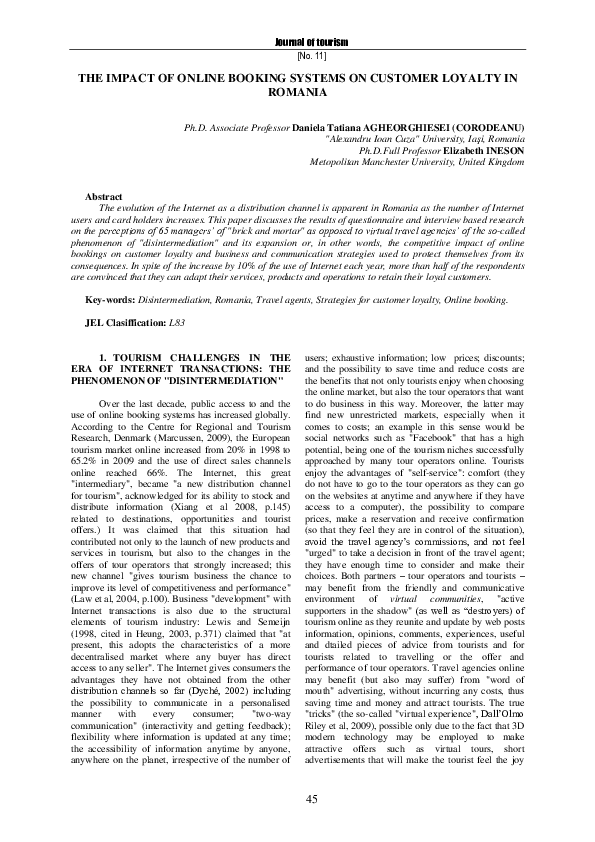 (PDF) The Impact of Online Booking Systems on Customer Loyalty in Romania