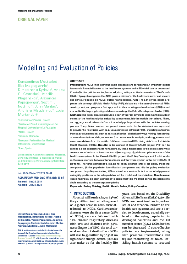 (PDF) Modelling and Evaluation of Policies