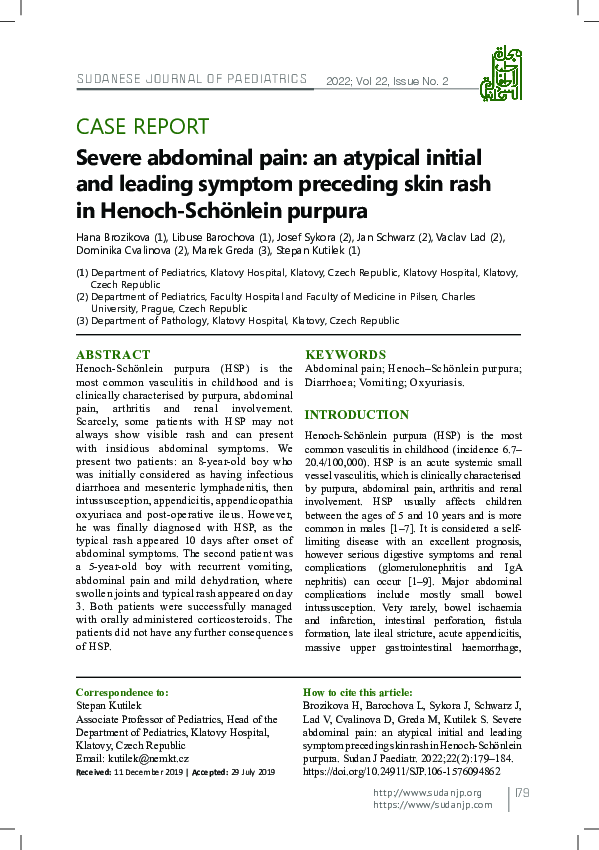 (PDF) Severe abdominal pain: an atypical initial and leading symptom ...