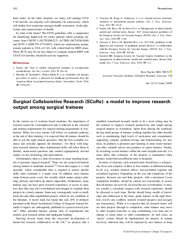 (PDF) Surgical Collaborative Research (SCoRe): a model to improve ...