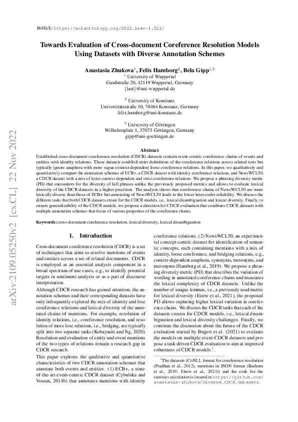 (PDF) Qualitative and Quantitative Analysis of Diversity in Cross-document Coreference ...