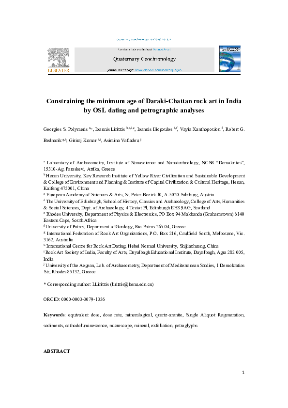 (PDF) Constraining the minimum age of Daraki-Chattan rock art in India ...