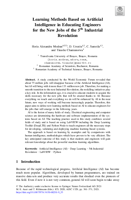 (PDF) Learning Methods Based on Artificial Intelligence in Educating Engineers for the New Jobs ...