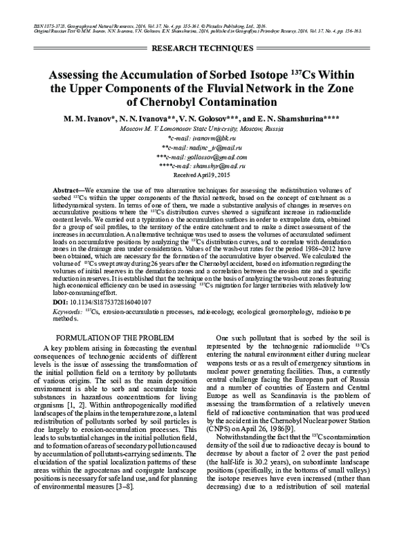 (PDF) Assessing the accumulation of sorbed isotope 137Cs within the ...