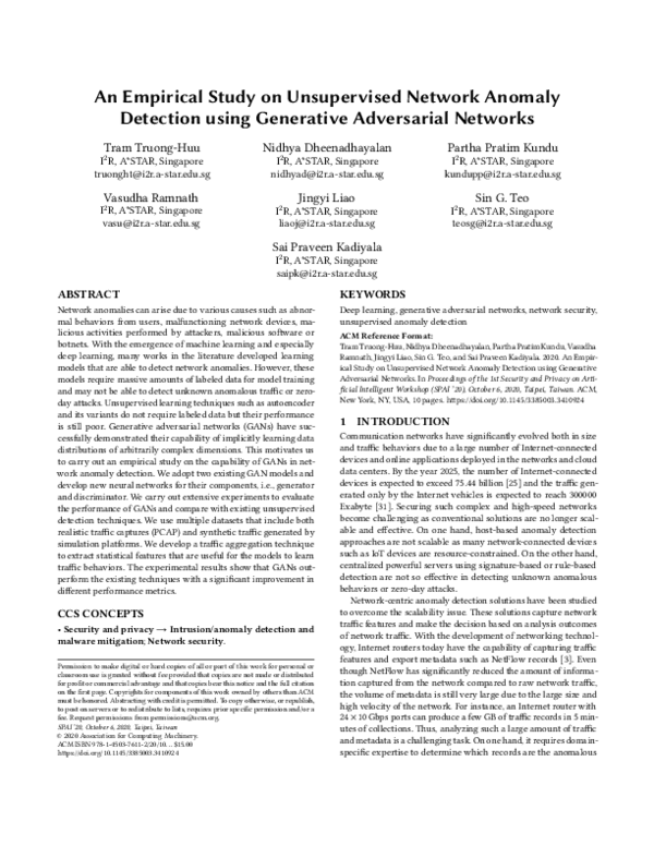 (PDF) An Empirical Study on Unsupervised Network Anomaly Detection using Generative Adversarial ...