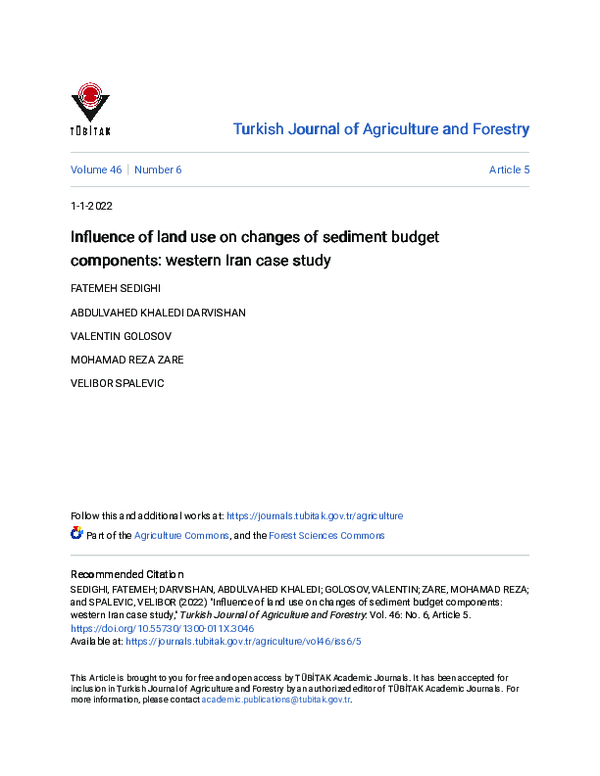 (PDF) Influence of land use on changes of sediment budget components ...