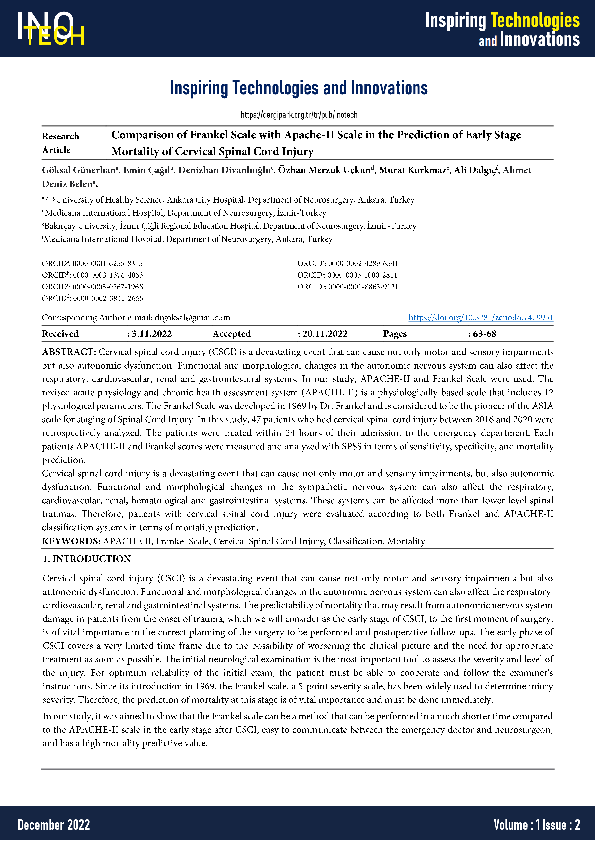 (PDF) Comparison of Frankel Scale with Apache-II Scale in the ...