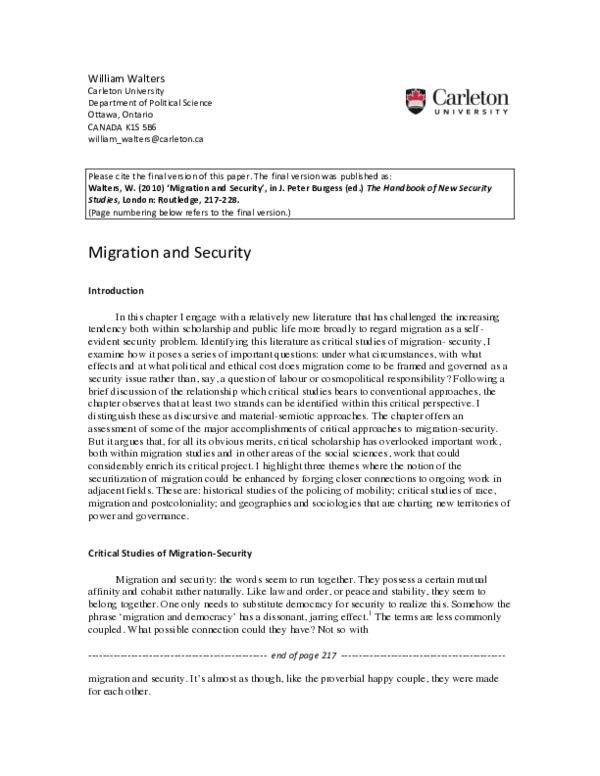 (PDF) Migration and security