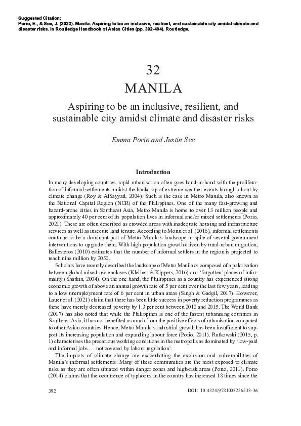 (PDF) Porio and See Manila Aspiring to be an inclusive resilient and ...