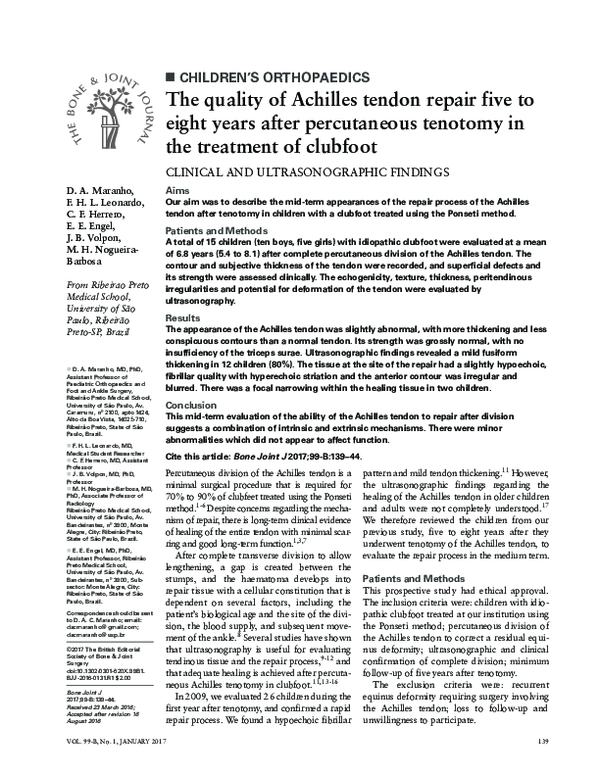 (PDF) The quality of Achilles tendon repair five to eight years after ...