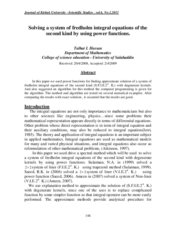 (PDF) Solving a system of fredholm integral equations of the second ...