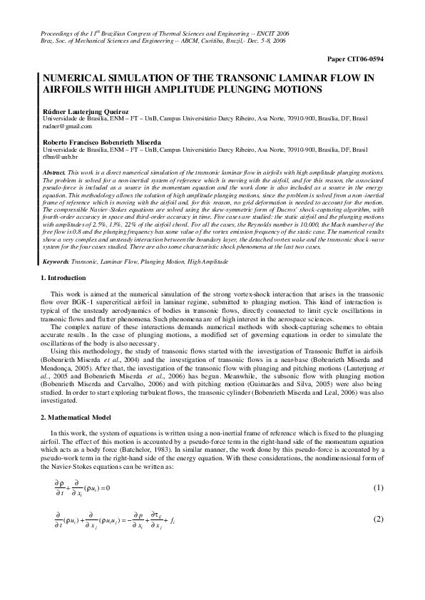 (PDF) Numerical Simulation of the Transonic Laminar Flow in Airfoils with High Amplitude ...