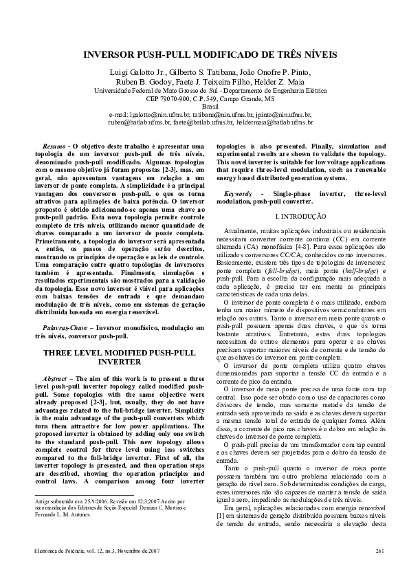 (PDF) Three Level Modified Push-pull Inverter