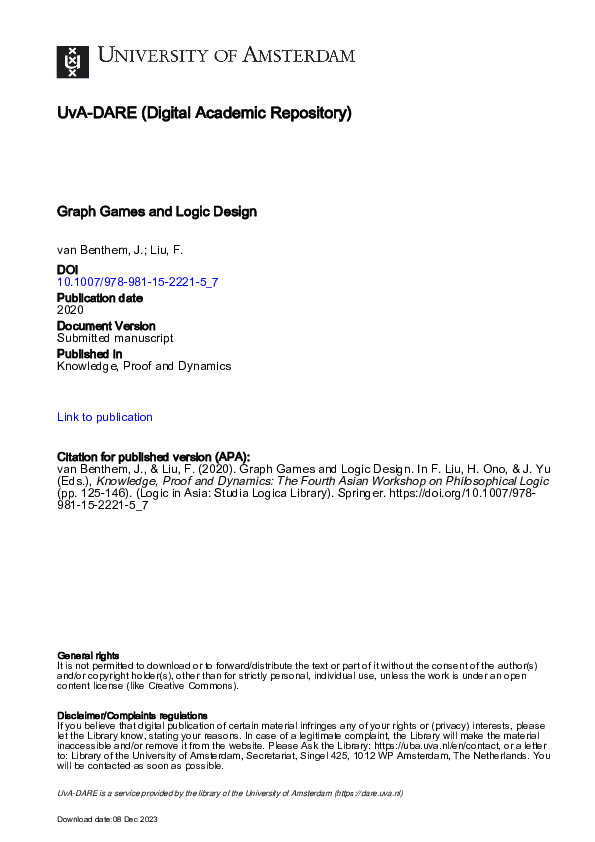 (PDF) Graph Games and Logic Design