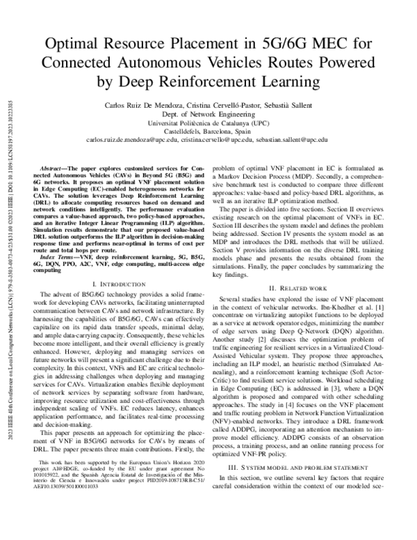 Pdf Optimal Resource Placement In 5g 6g Mec For Connected Autonomous Vehicles Routes Powered