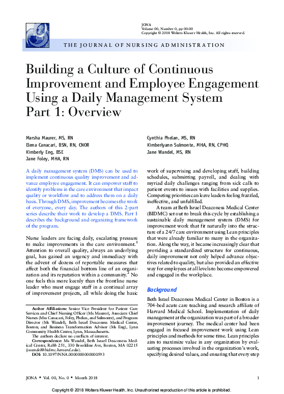 (PDF) Building a Culture of Continuous Improvement and Employee ...