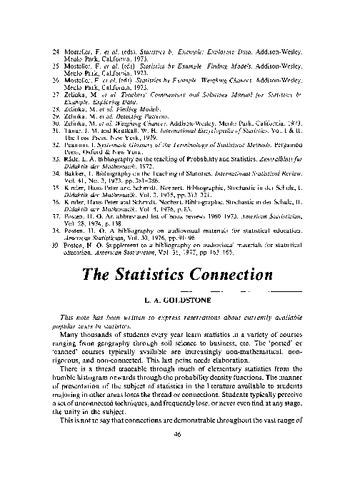 (PDF) The Statistics Connection