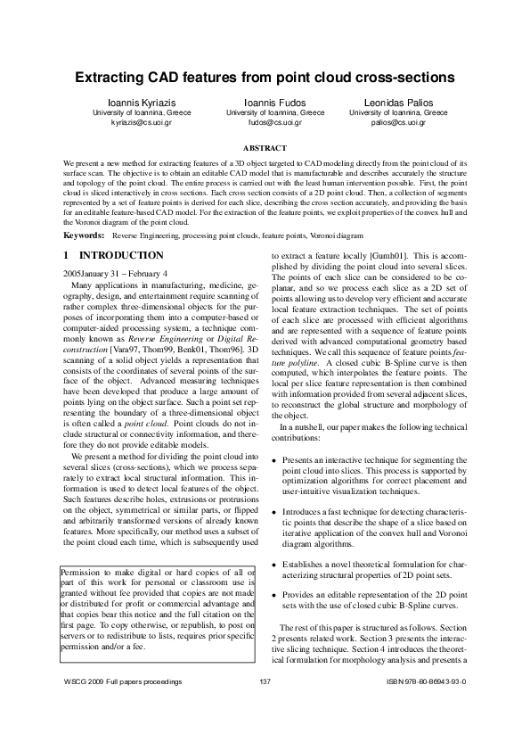 (PDF) Extracting CAD features from point cloud cross-sections