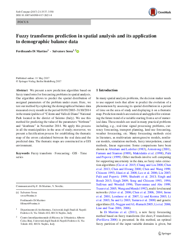(PDF) Fuzzy transforms prediction in spatial analysis and its ...