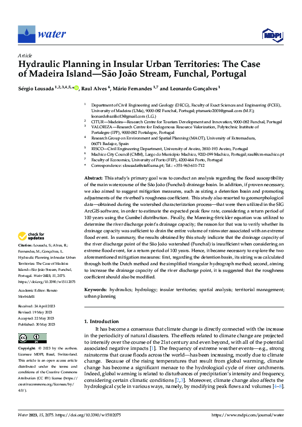 (PDF) Hydraulic Planning in Insular Urban Territories: The Case of Madeira Island-São João ...