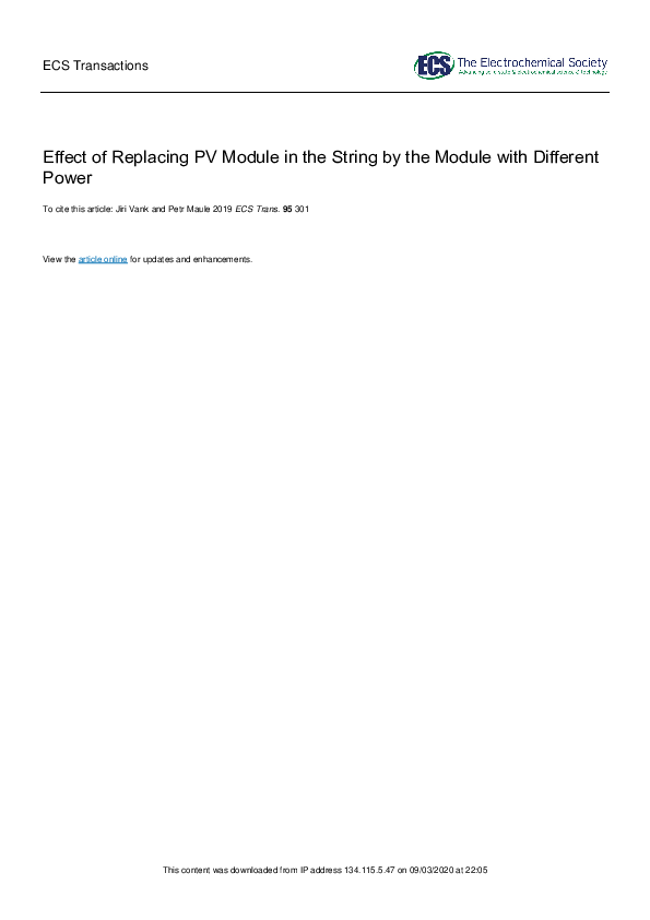 (PDF) Effect of Replacing PV Module in the String by the Module with ...