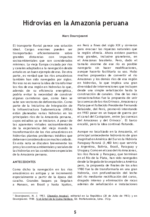 (PDF) Hidrovías en la Amazonía peruana