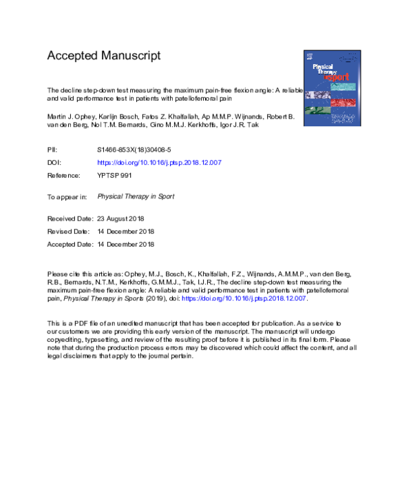 (PDF) The decline step-down test measuring the maximum pain-free ...