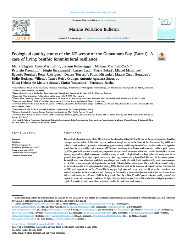 (PDF) Ecological quality status of the NE sector of the Guanabara Bay ...