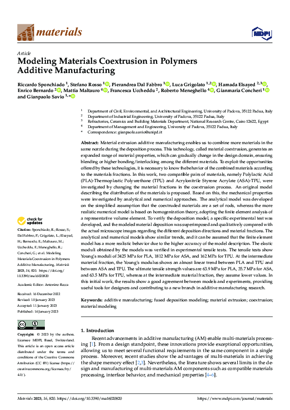 (PDF) Modeling Materials Coextrusion in Polymers Additive Manufacturing