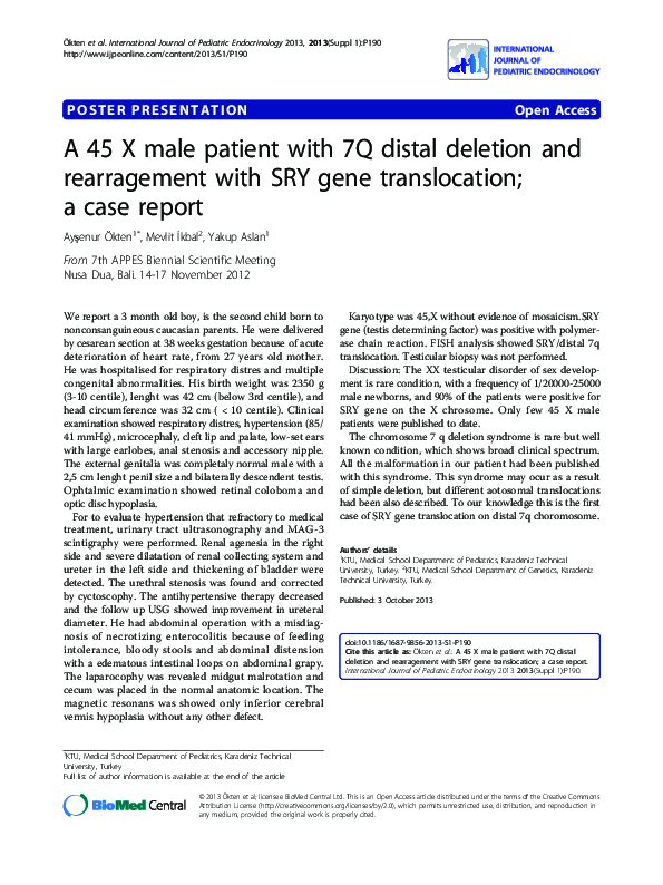 (PDF) A 45 X male patient with 7Q distal deletion and rearragement with ...