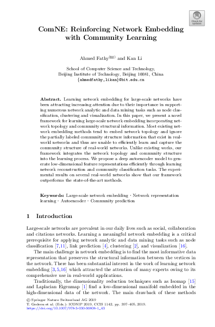 (PDF) ComNE: Reinforcing Network Embedding with Community Learning