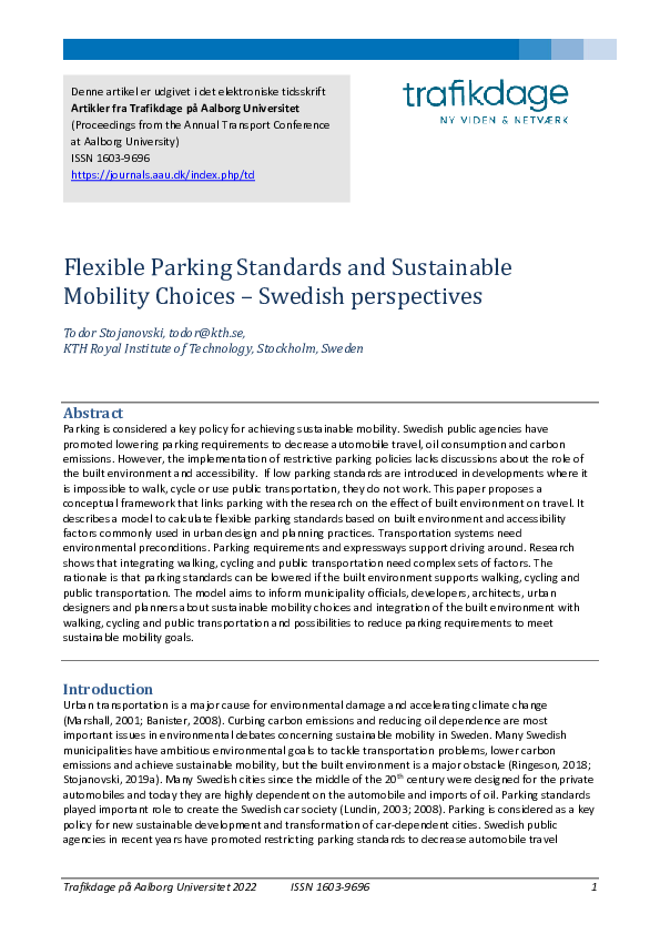 (PDF) Flexible Parking Standards and Sustainable Mobility Choices ...
