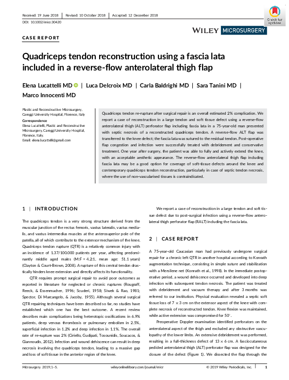 (PDF) Quadriceps tendon reconstruction using a fascia lata included in ...