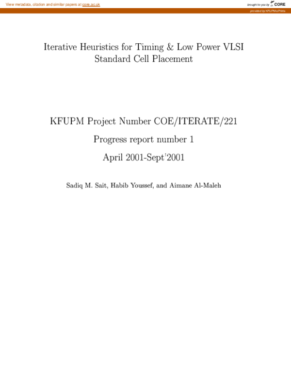 Pdf Iterative Heuristics For Timing ² Low Power Vlsi Standard Cell Placement