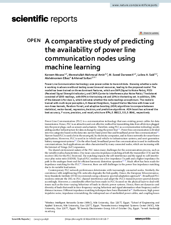 (PDF) A comparative study of predicting the availability of power line ...