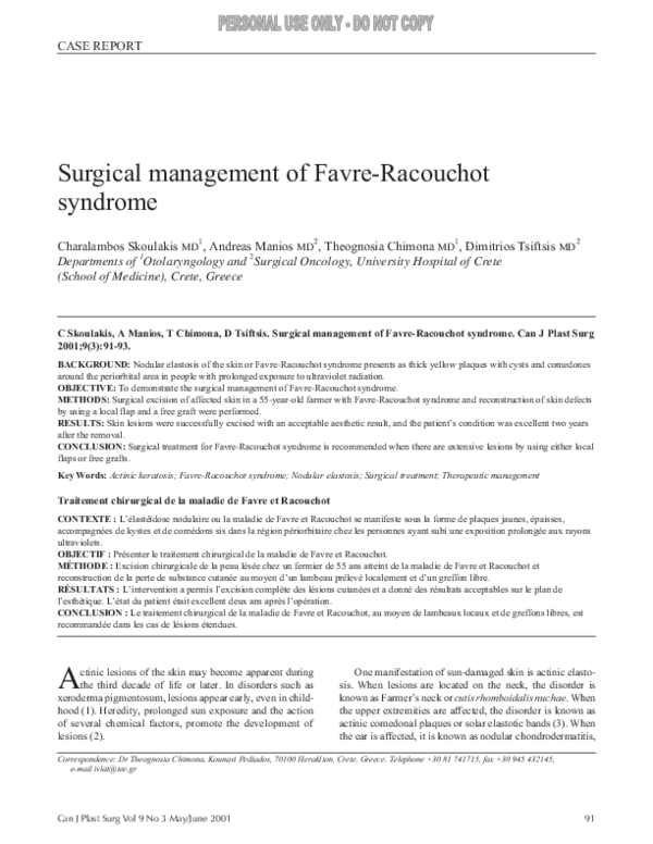 (PDF) Surgical Management of Favre-Racouchot Syndrome