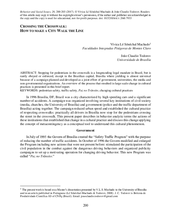 (PDF) Crossing the Crosswalk: How to Make a City Walk the Line