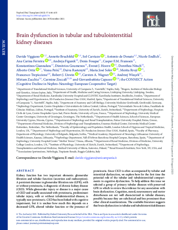 (PDF) Brain dysfunction in tubular and tubulointerstitial kidney diseases