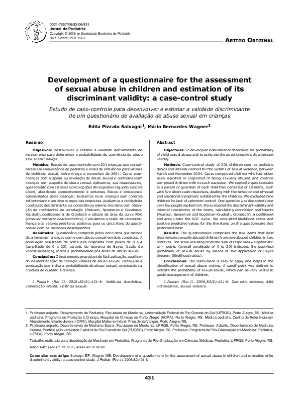 (PDF) Development of a questionnaire for the assessment of sexual abuse ...