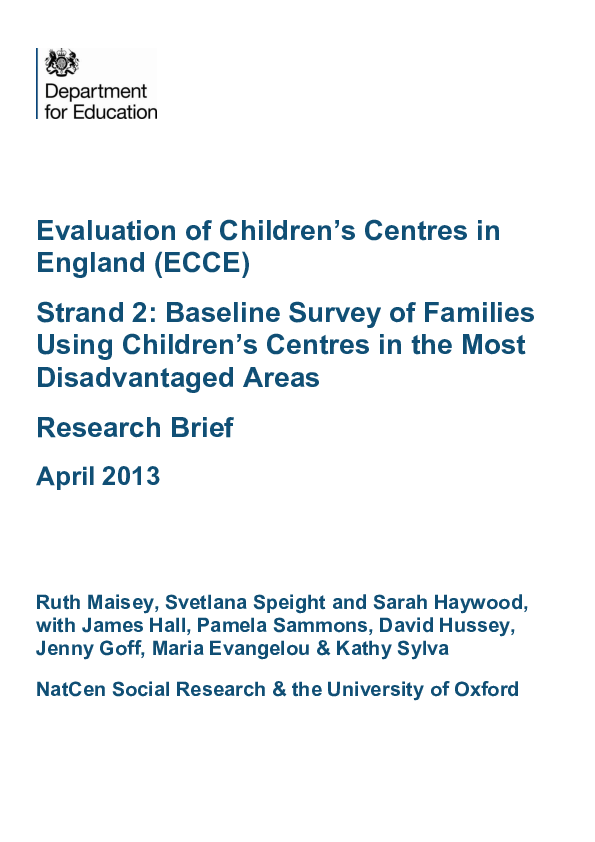 (PDF) Evaluation of Children’s Centres in England (ECCE): Strand 3 ...