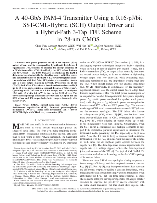 (PDF) A 40-Gb/s PAM-4 Transmitter Using a 0.16-pJ/bit SST-CML-Hybrid ...