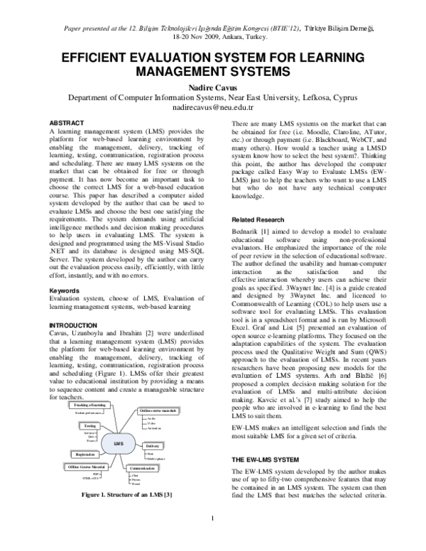 (PDF) Efficient evaluation system for learning management systems