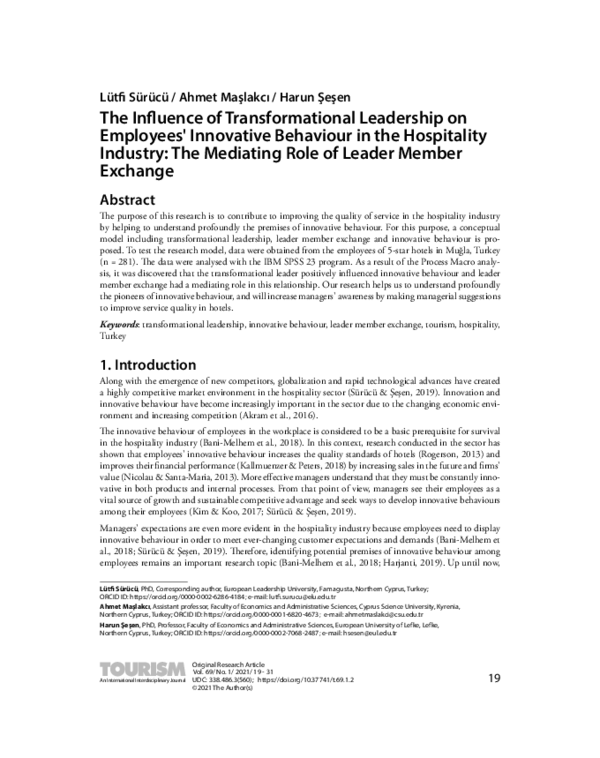 (PDF) The Influence of Transformational Leadership on Employees’ Innovative Behaviour in the ...