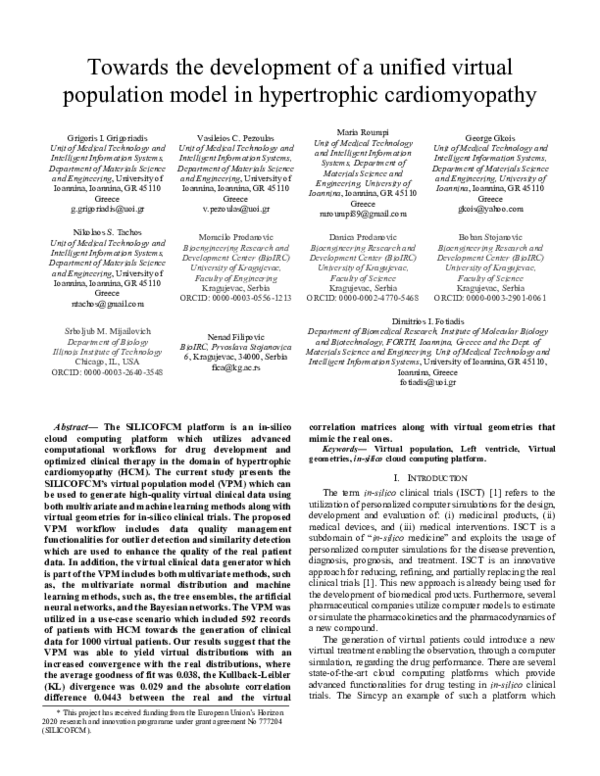 (PDF) Towards the development of a unified virtual population model in ...